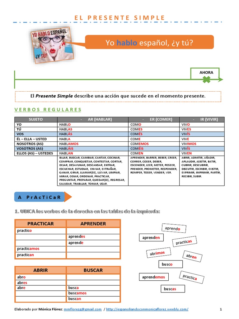 ELE A1 - CLASE 7 Práctica - y - Conjugación - Presente - Simple ...
