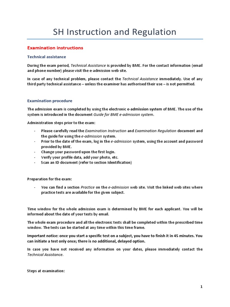 SH Instruction and Regulation | PDF | University And College Admission ...
