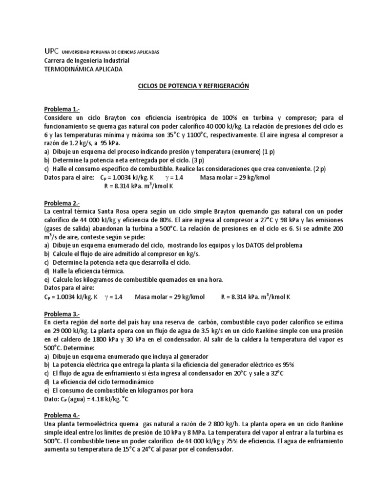 Termo - Repaso EF-2015 | PDF | Refrigeración | Vapor