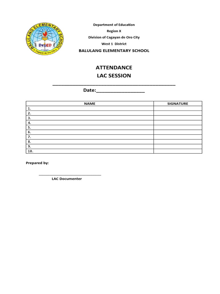 Attendance Lac Session: - Date | PDF