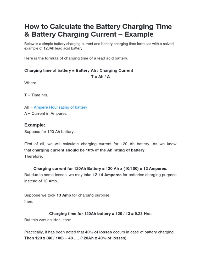 Calculate the Battery Charging Time