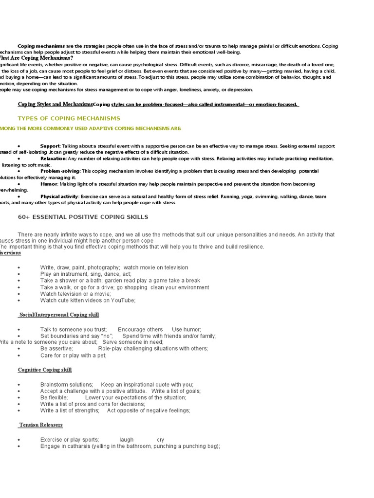 Coping Strategies and Mechanisms: A Comprehensive Guide to Developing ...