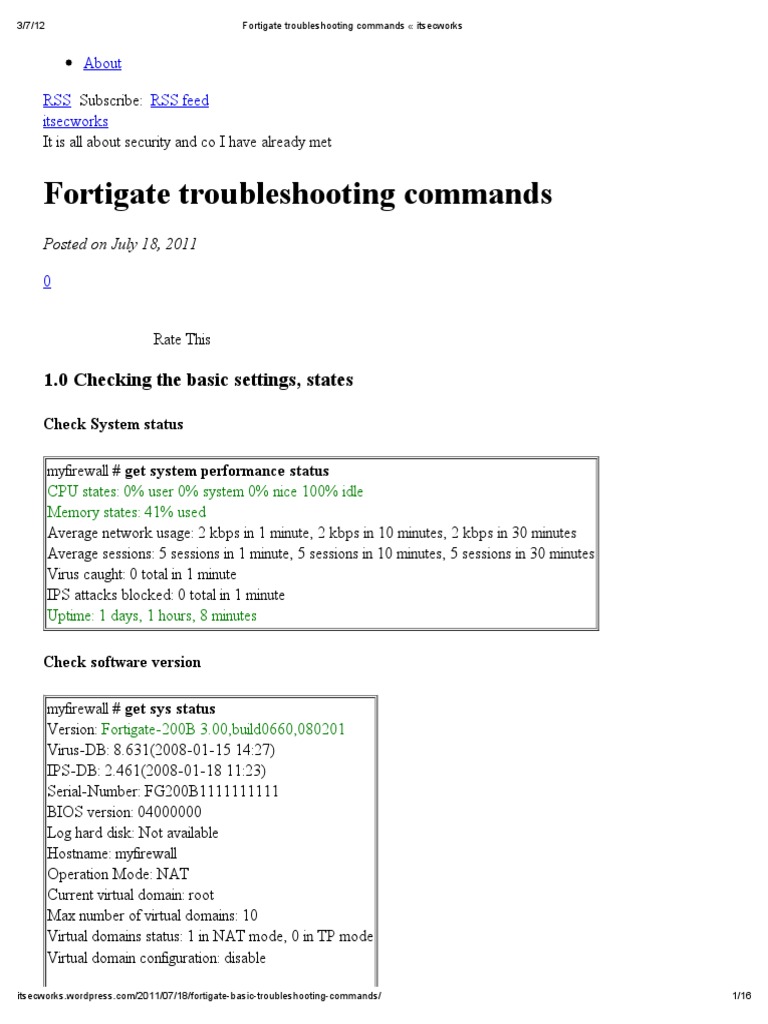 Fortigate Troubleshooting Commands Itsecworks Pdf Pdf Network Packet Booting