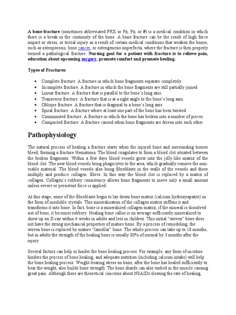 Fracture Nursing Care Plans | PDF | Bone | Diseases And Disorders