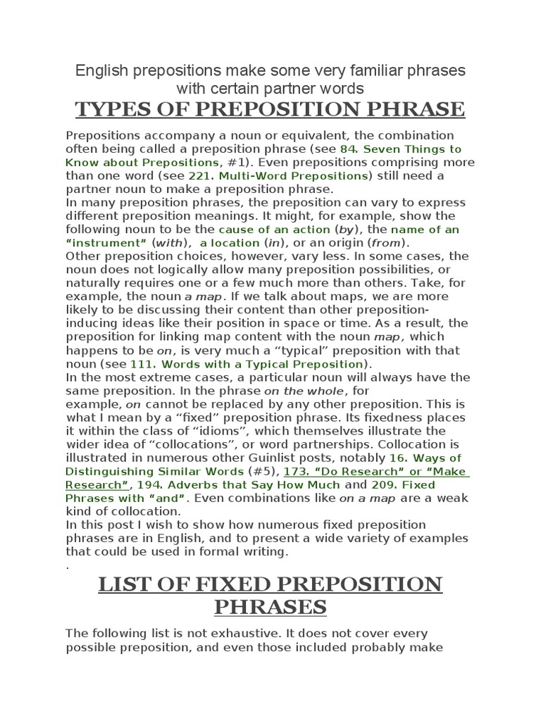 English Prepositional Phrases | PDF | Adverb | Adjective