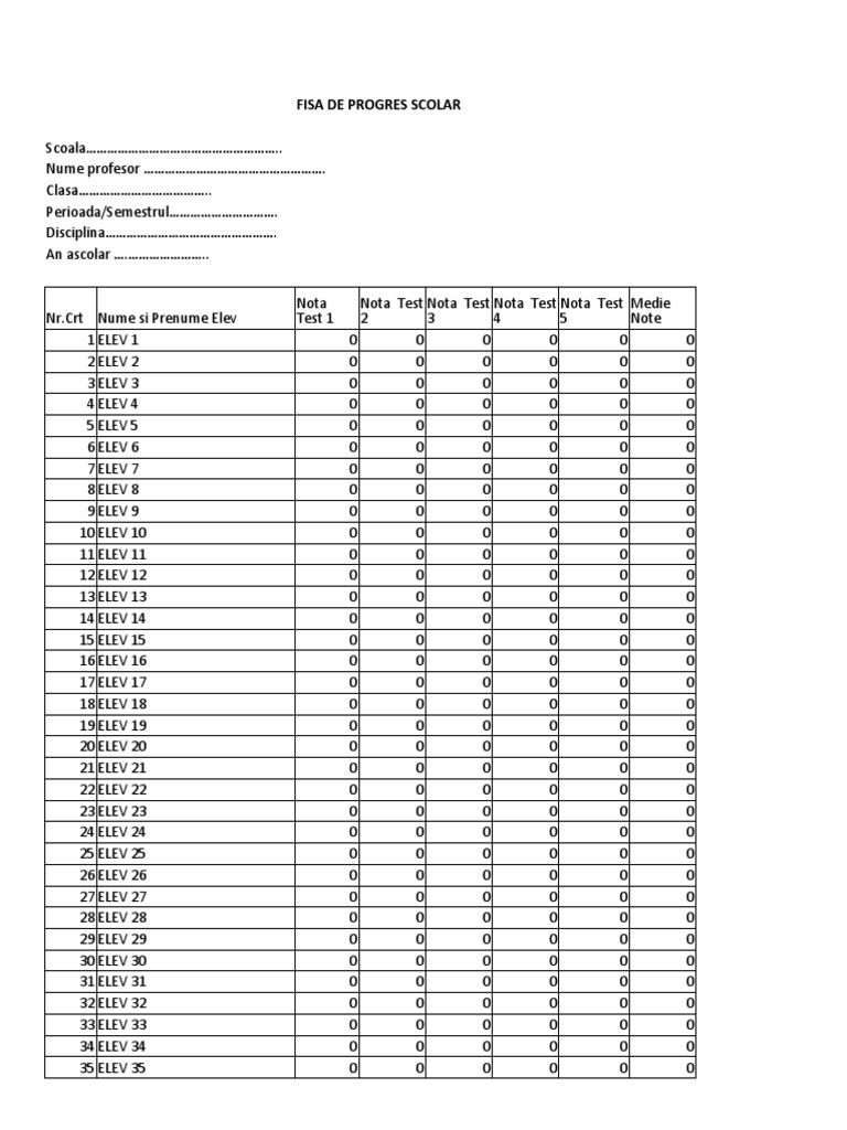 Raport Fisa Progres | PDF