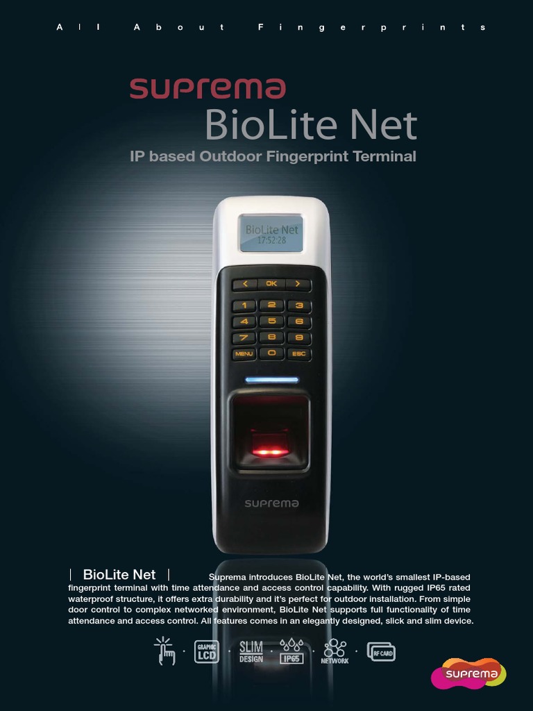 Biolite Net: Ip Based Outdoor Fingerprint Terminal | PDF | Access ...