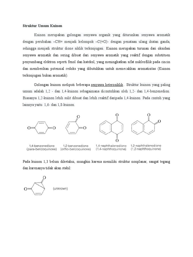 Struktur dan Biosintesis Kuinon | PDF | Memasak, Makanan, & Anggur ...