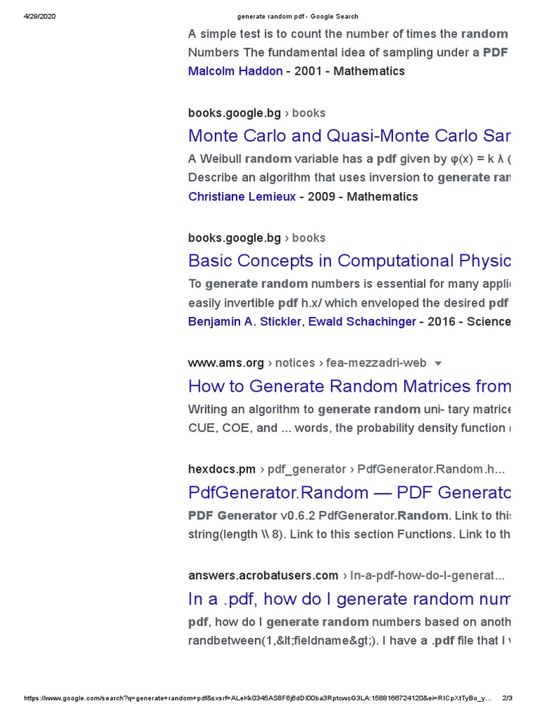 Monte Carlo and Quasi-Monte Carlo Sam: Books - Google.bg | PDF | Randomness | Probability
