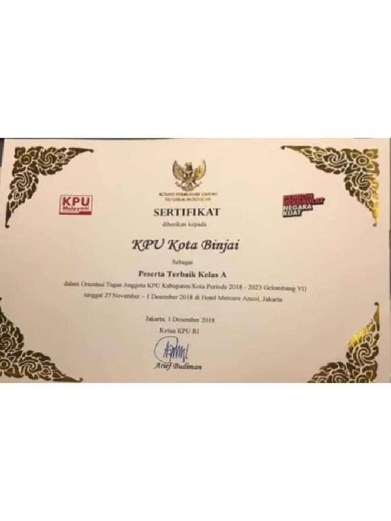 Sertifikat Kpu | PDF