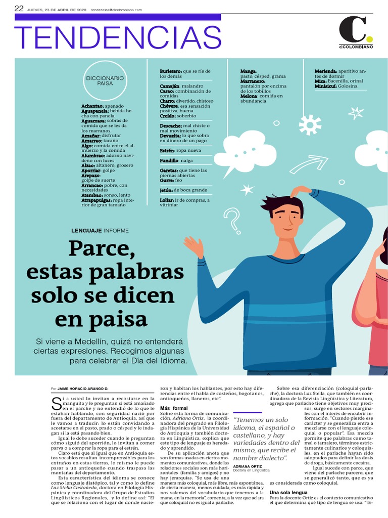 Parce, Estas Palabras Solo Se Dicen en Paisa | PDF | Dialecto | latín