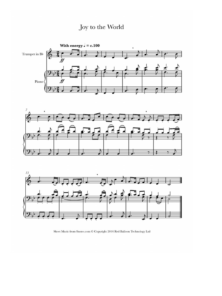Joy To The World Sheet Music For Trumpet | PDF