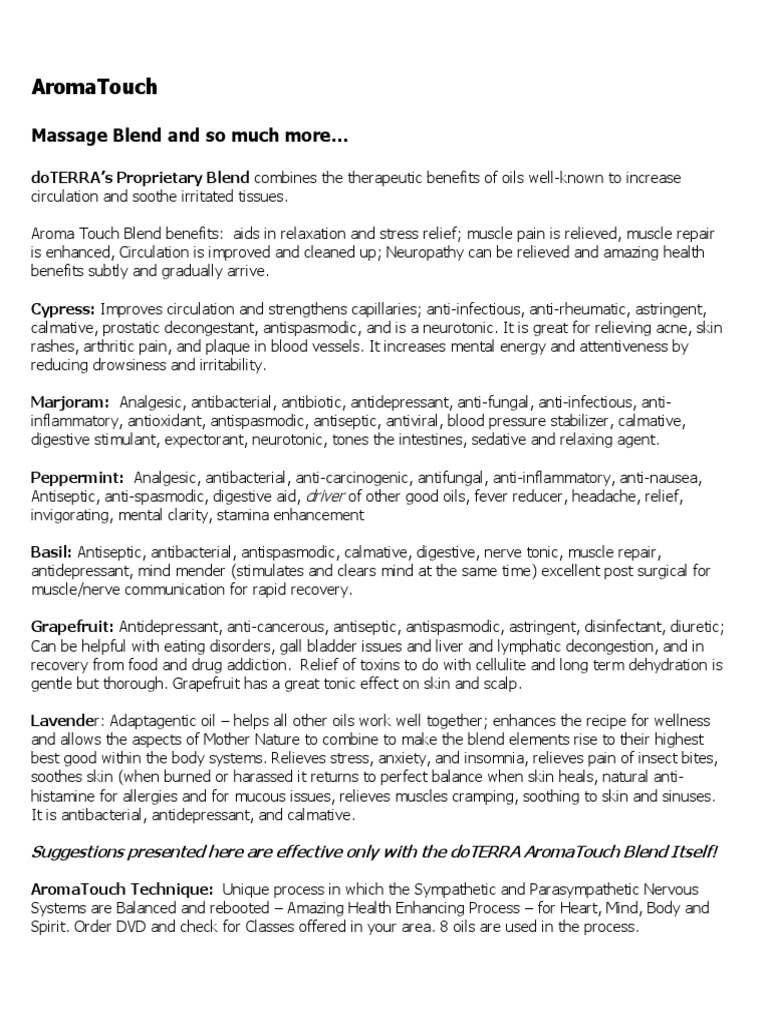 Aromatouch: Massage Blend and So Much More | PDF | Aromatherapy ...