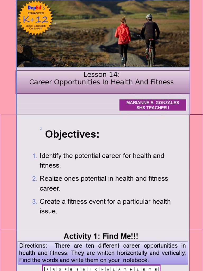 Peh 11 Lesson 14 Career Opportunities in Health and Fitness | PDF ...