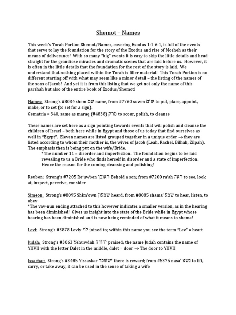 Shemot - Names | PDF | Deities | Passover