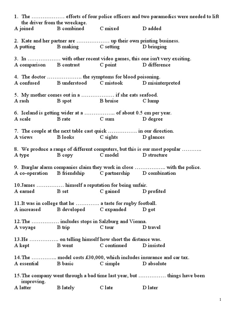 FCE Multiple Choice Test | PDF