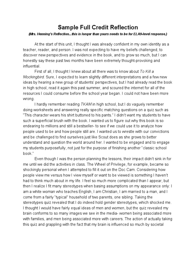 Sample Written Reflection | PDF | Wellness | Science & Mathematics