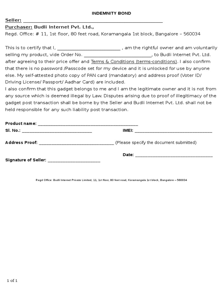 Regd Office: Budli Internet Private Limited, 11, 1st Floor, 80 Feet ...