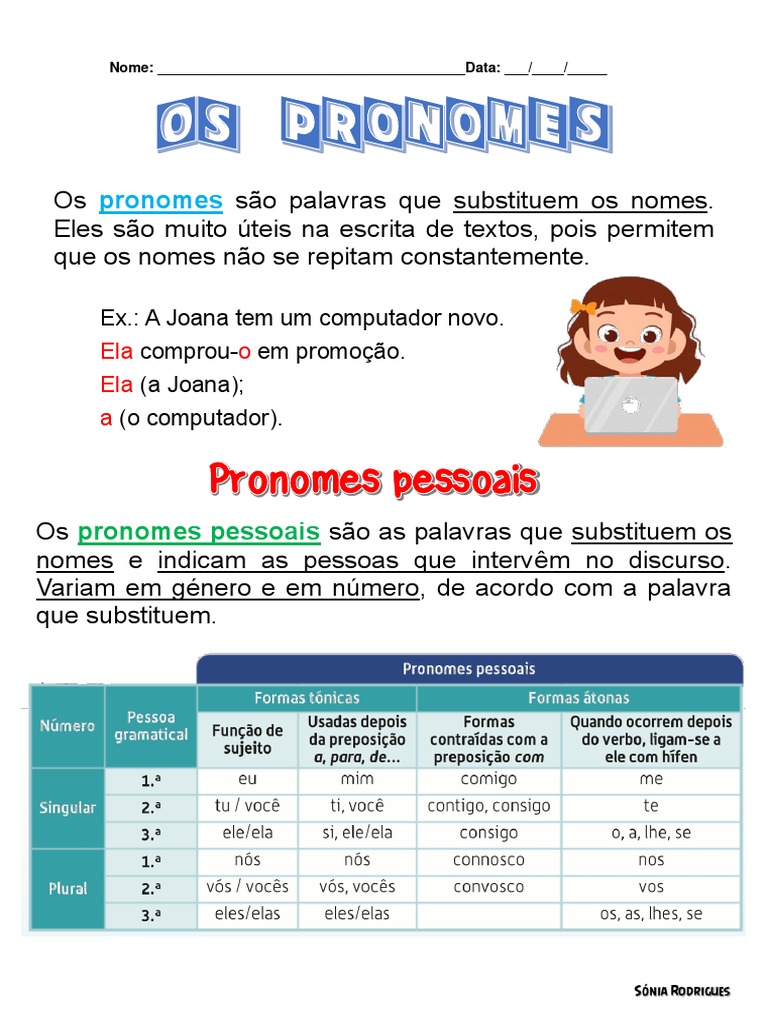 Guia de Pronomes Pessoais | PDF | Artes Linguísticas e Disciplina
