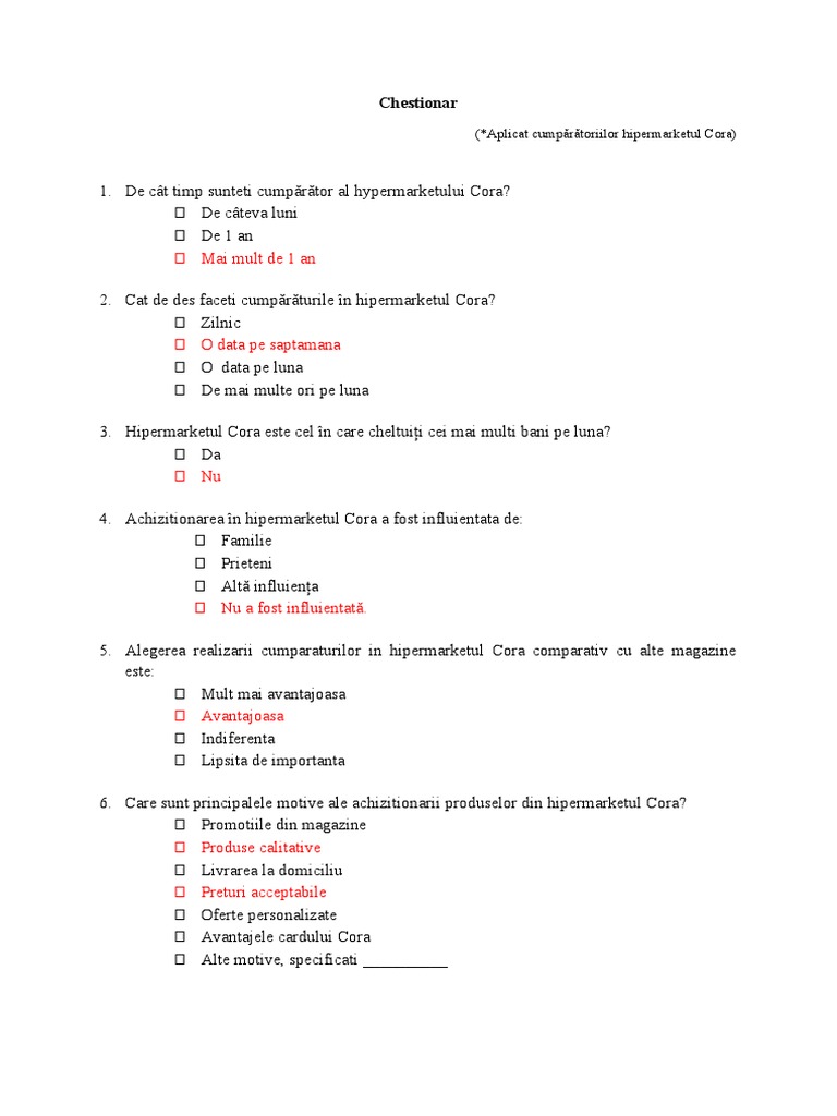 Chestionar-Cora | PDF