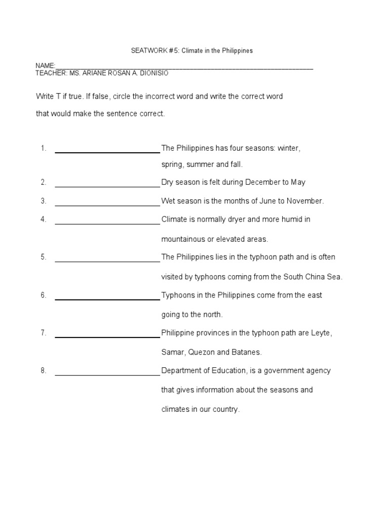 Week 5 Seatwork Grade 6 | PDF