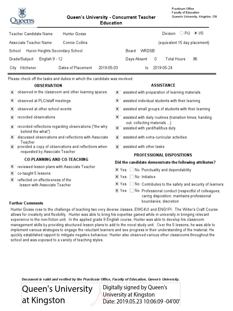 Prac Year 3 Eval | PDF | Lesson Plan | Teachers