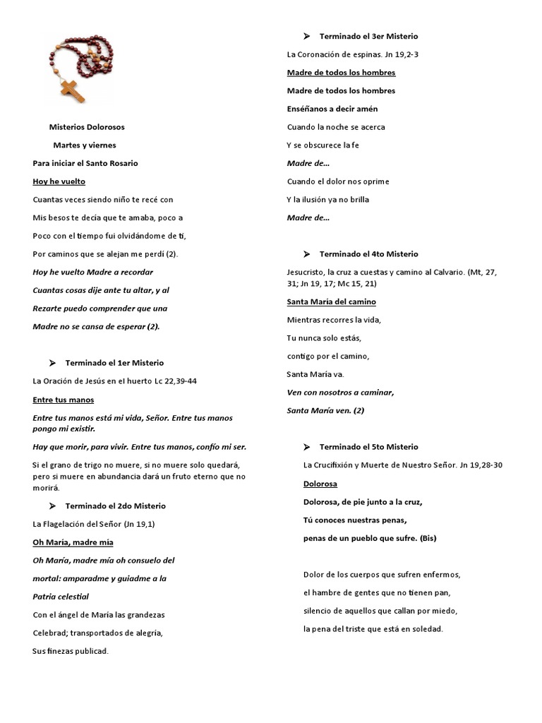 Cantos Rosario Gloriosos | Descargar gratis PDF | María, madre de Jesús | Rosario