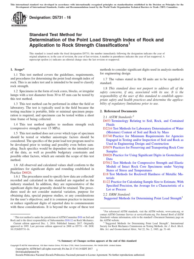 Astm D5731-16 Carga Puntual PDF | PDF | Strength Of Materials | Anisotropy