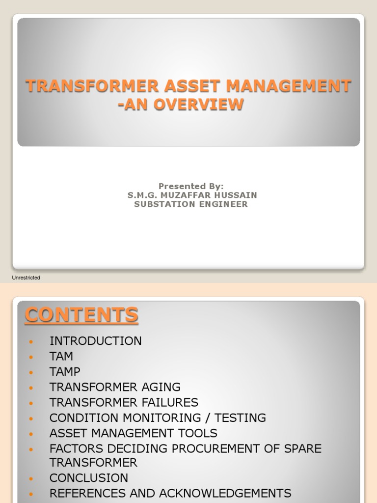 Transformer Asset Management: - An Overview | PDF | Transformer ...