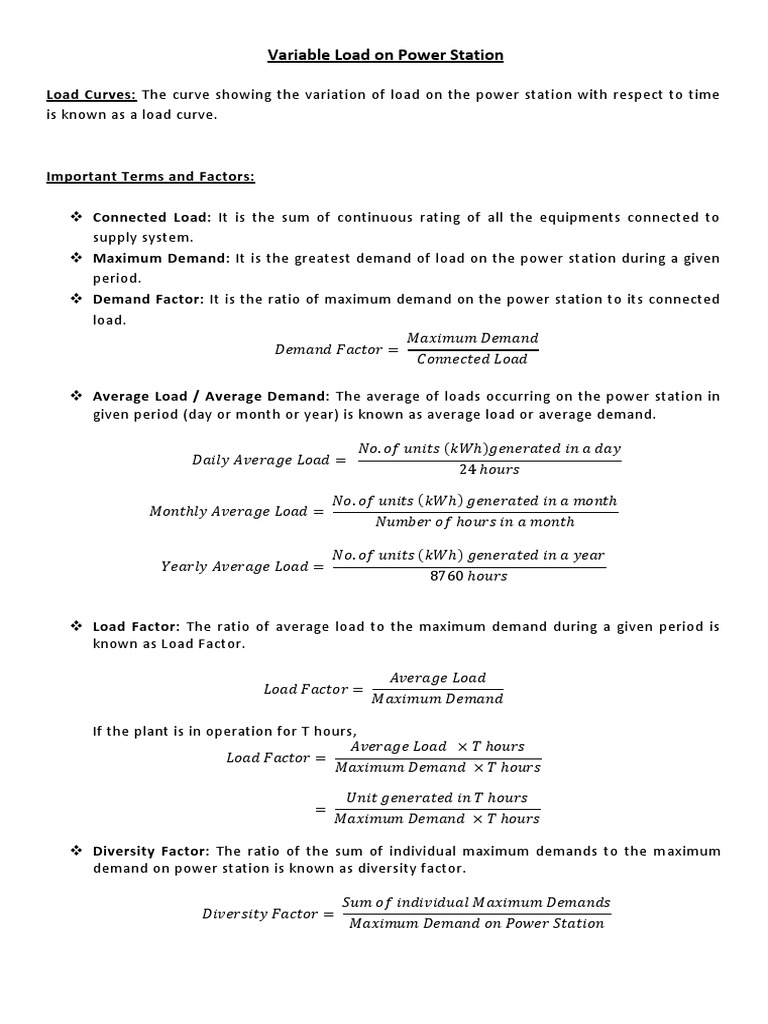 Variable Load On Power Station | PDF | Power Station | Kilowatt Hour