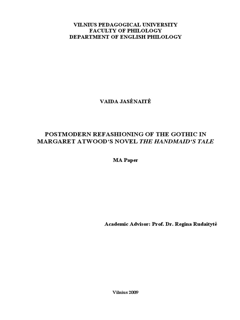 Postmodern Refashioning of The Gothic in Margaret Atwood S Novel The ...