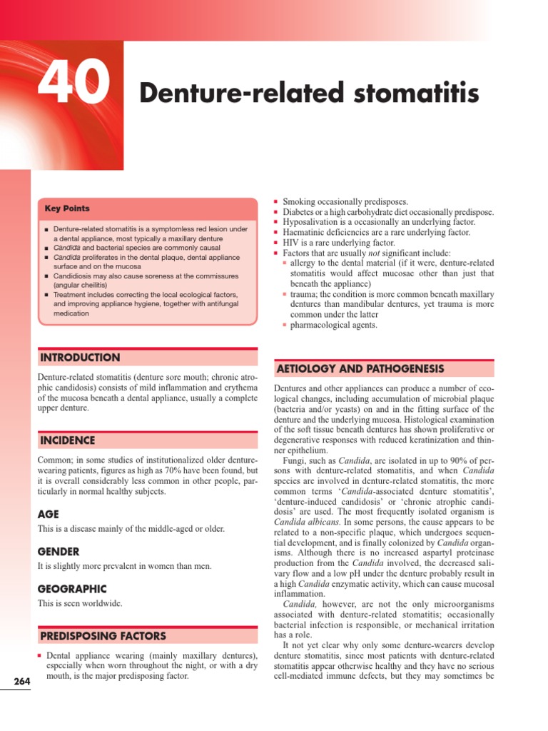 Denture-Related Stomatitis: Aetiology and Pathogenesis | PDF | Dentures ...