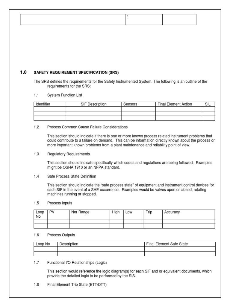 Safety Requirement Specification (SRS) | Download Free PDF | Safety ...