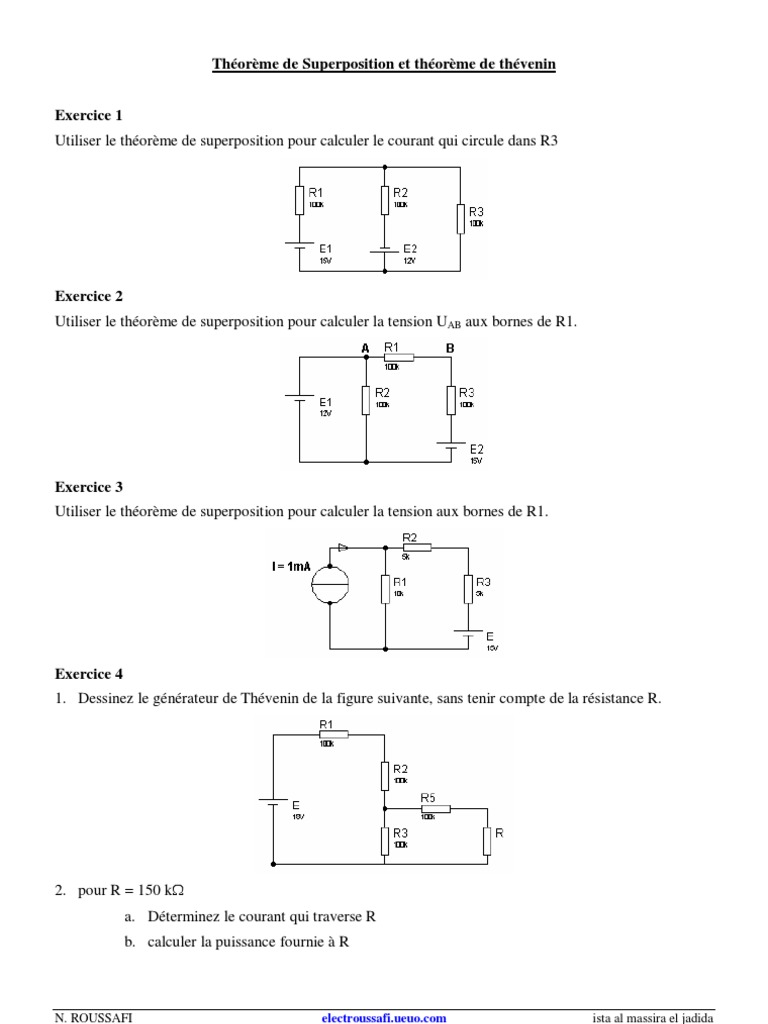 Théorèmes de Superposition et Thévenin | PDF