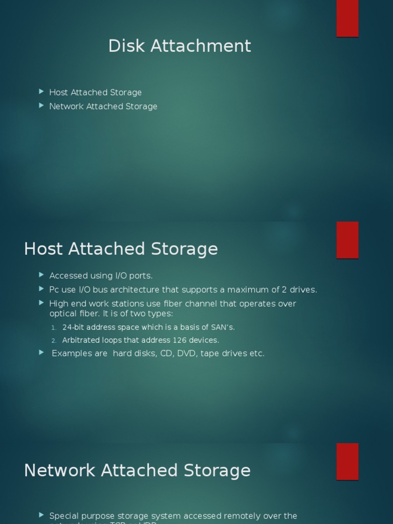 Disk Attachment: Host Attached Storage Network Attached Storage | PDF ...