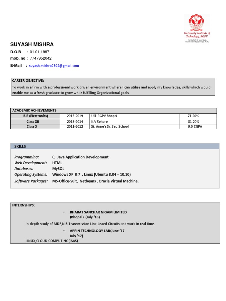 Suyash CV 2020 | PDF | Cloud Computing | Computing