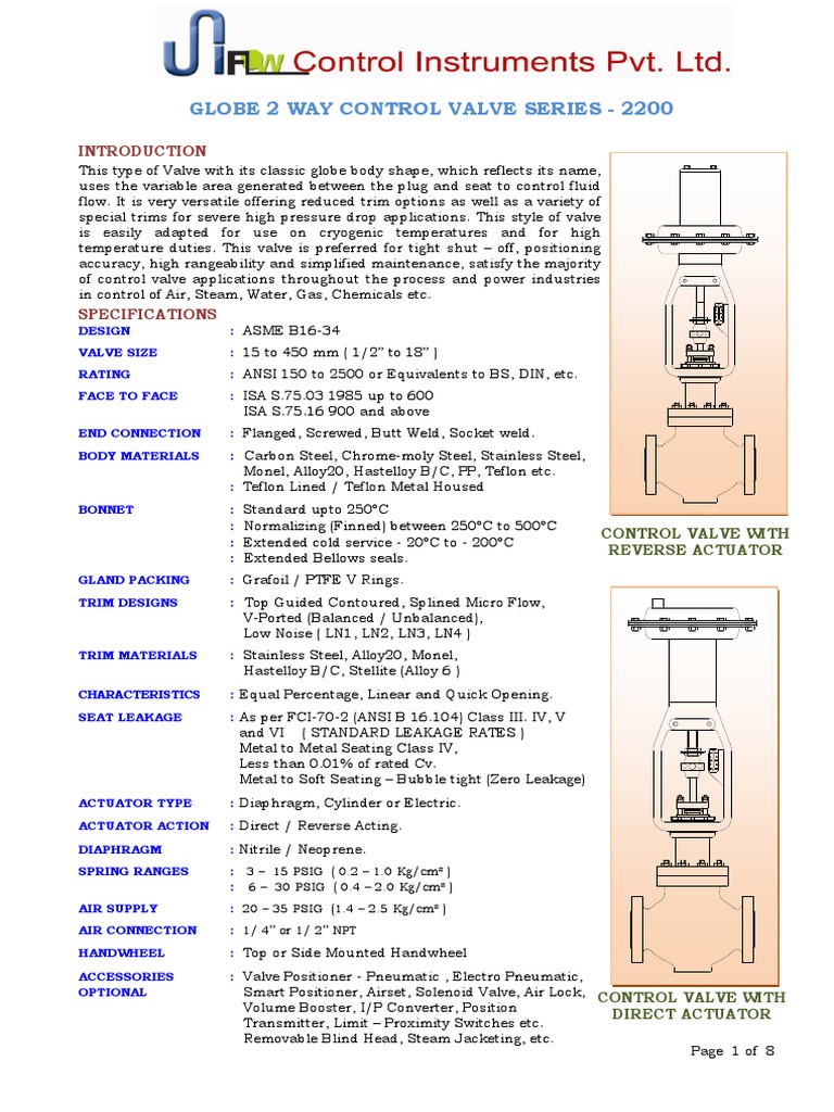 Uniflow 2200 PDF | PDF | Valve | Gas Technologies