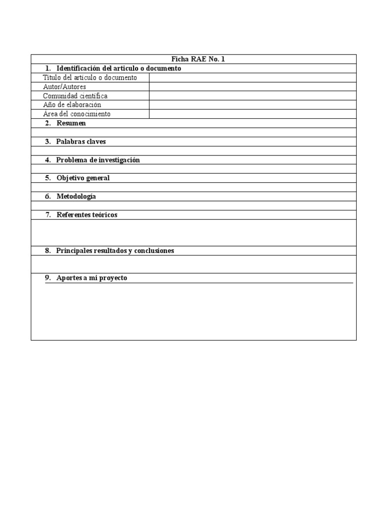 Ficha RAE PLANTILLA | PDF