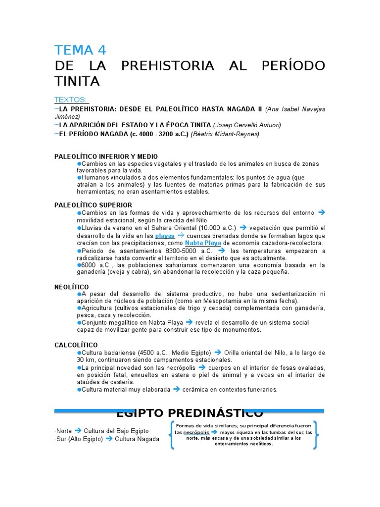 de La Prehistoria Al Período Tinita | PDF | Egipto | Cultura (general)