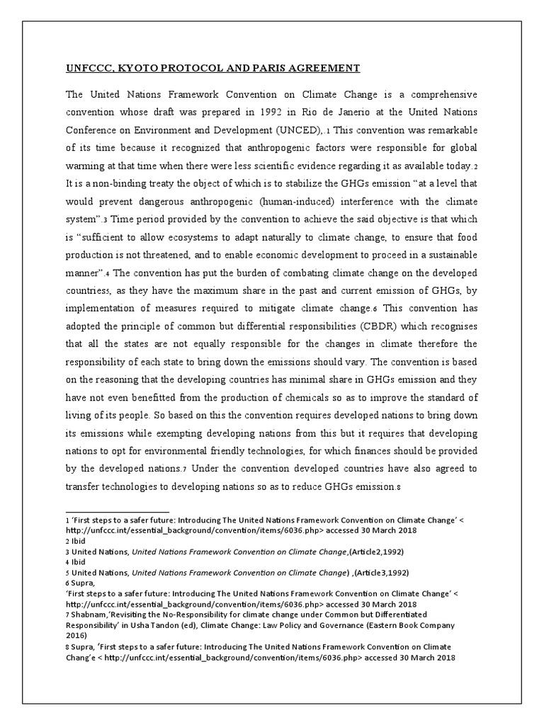 Unfccc and Kyoto Protocol | PDF | United Nations Framework Convention ...