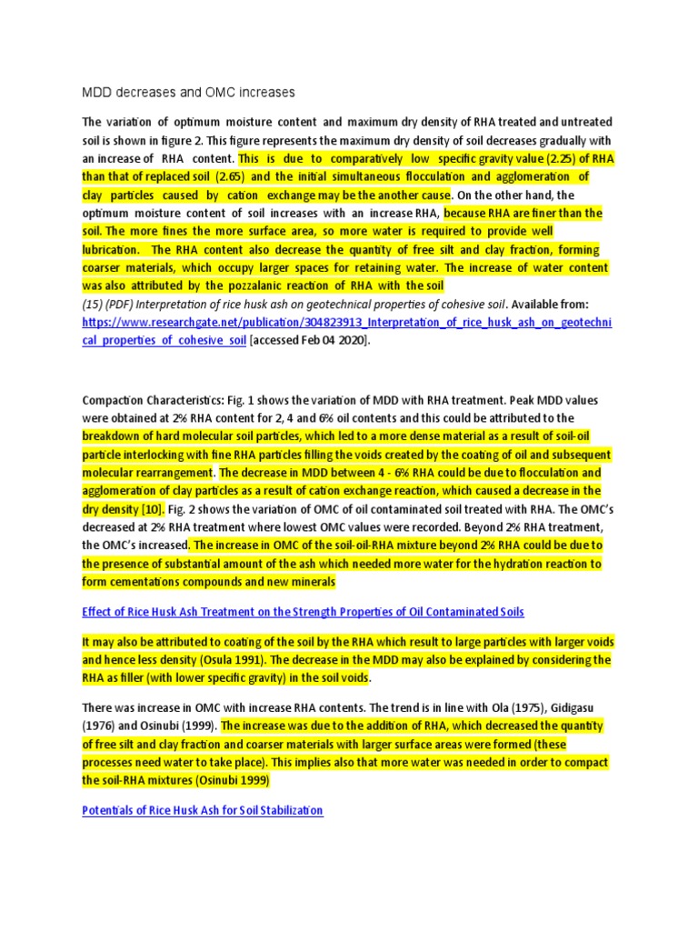MDD Decreases and OMC Increases | PDF | Soil | Density