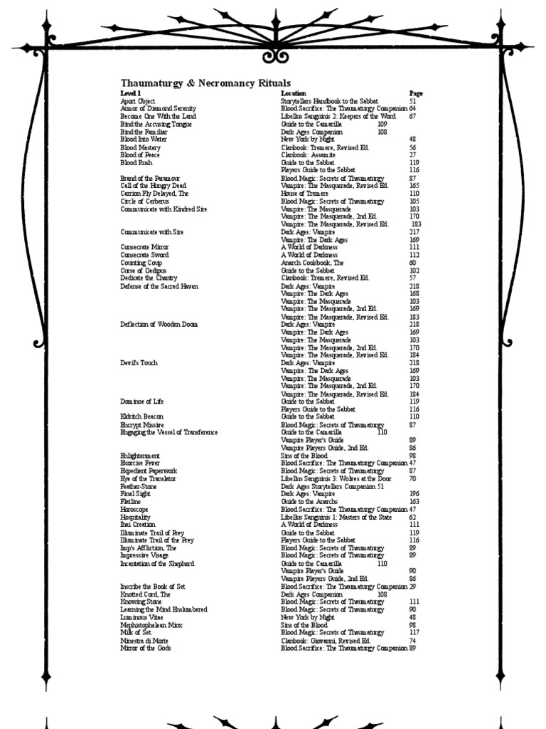 Vampire Rituals Master List | Vampires | Mythology