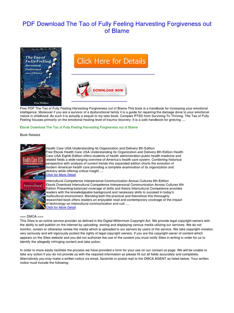 PDF Download The Tao of Fully Feeling Harvesting Forgiveness Out of Blame | PDF | Copyright ...