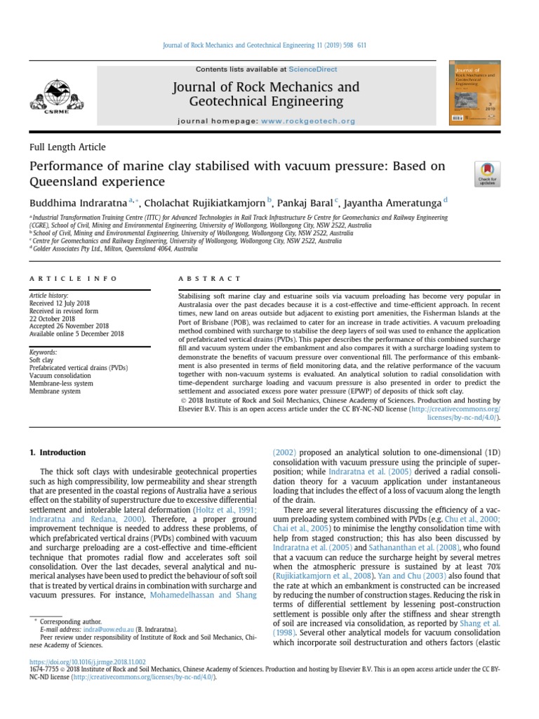 Performance of Marine Clay Stabilised With V - 2019 - Journal of Rock ...