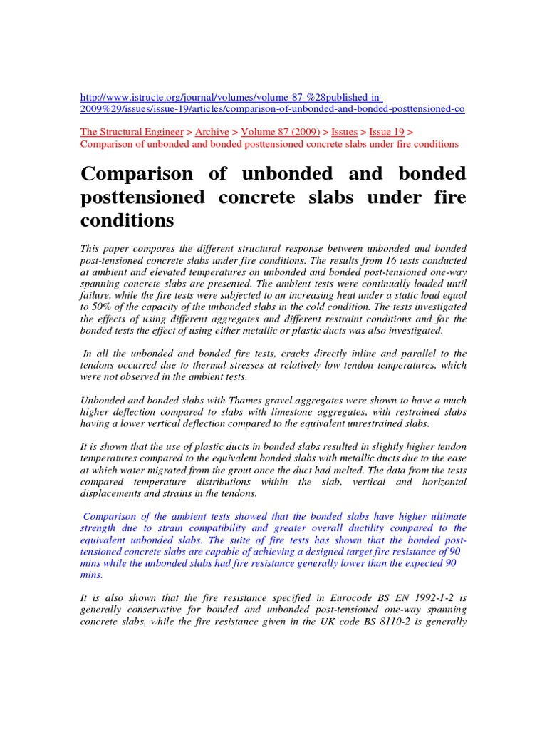 Comparison of Structural Response in Unbonded and Bonded Post-Tensioned ... Comparison of Structural Response in Unbonded and Bonded Post-Tensioned ...