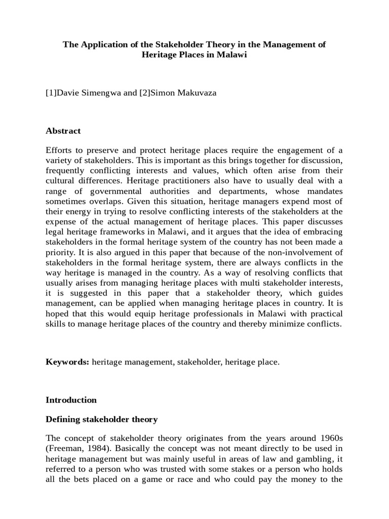 Asap Paper Full-2015 Zimbabwe | PDF | Cultural Heritage | Stakeholder ...