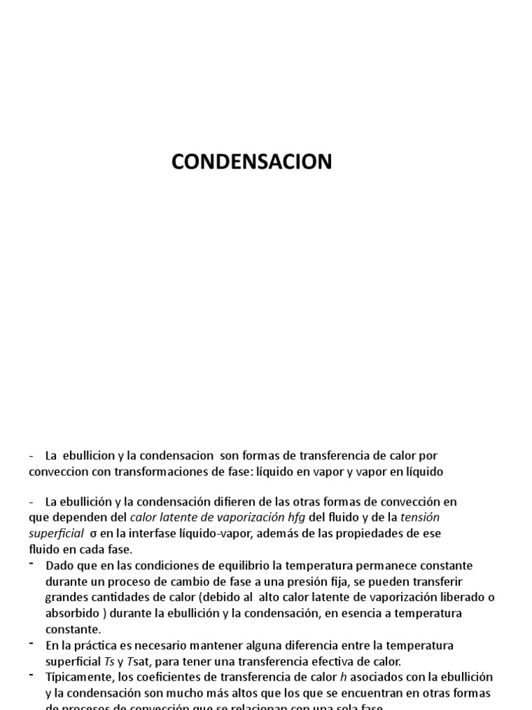 Transferencia de Calor: Condensación y Ebullición | PDF | Calor ...