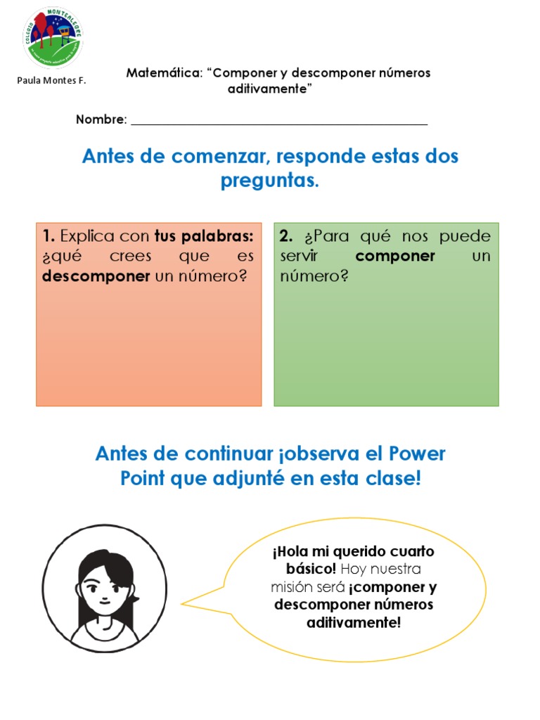 Componer y Descomponer Números | PDF | Enseñanza de matemática | Science