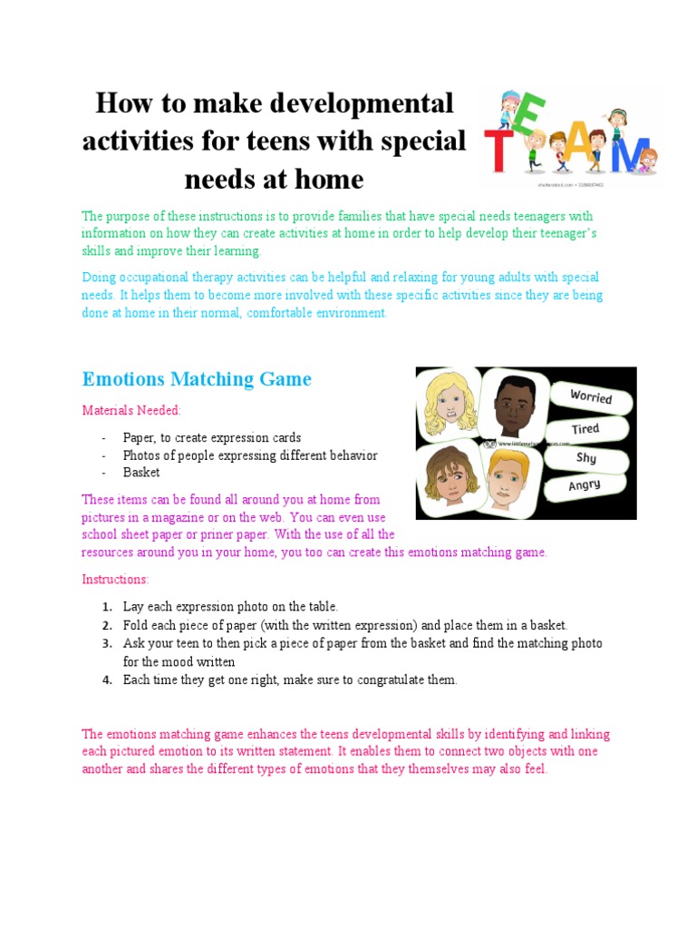 Developmental Activities For Teens | PDF | Adolescence | Paper