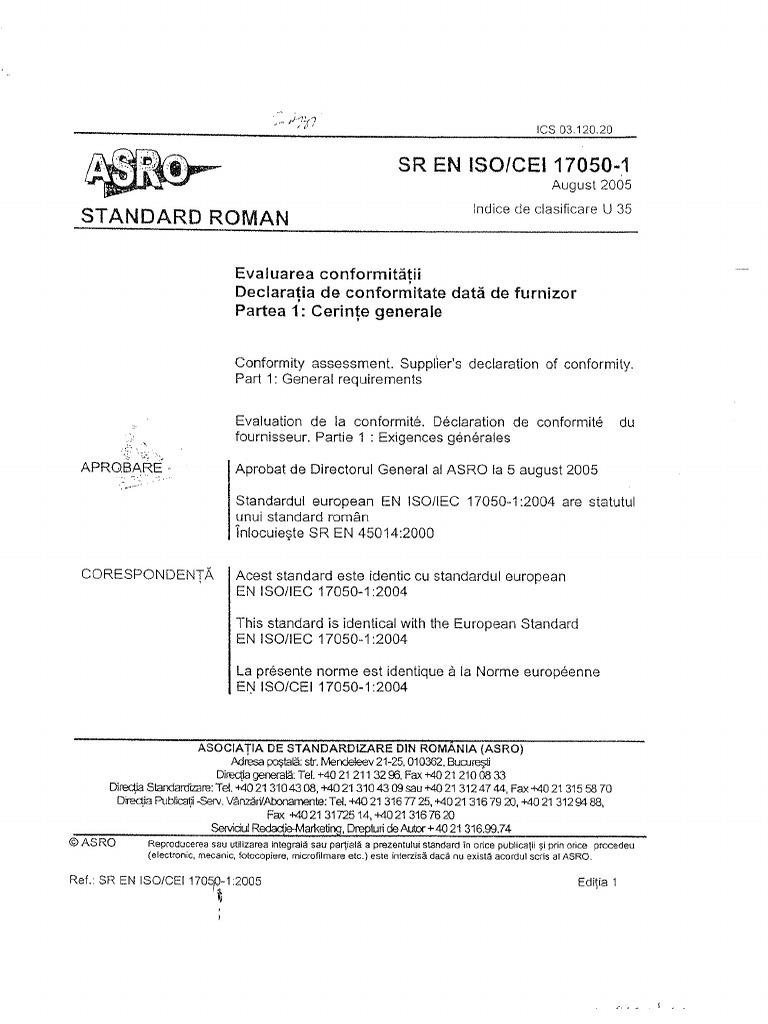 ISO 17050 - Declaratia Conformitate PDF | PDF